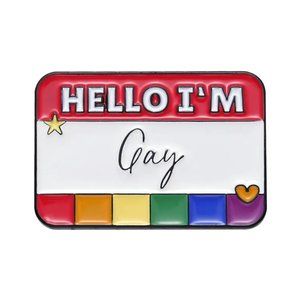 chichigems | Accessories | Hello Im Gay Pin Cute Name Tag Brooch Pride ...